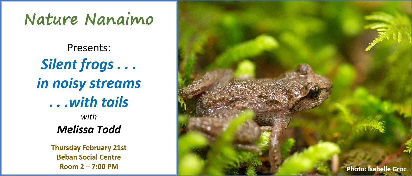 Silent frogs...in noisy streams...with tails! with Melissa Todd - Feb ...